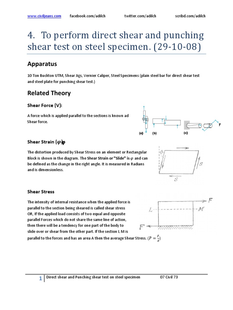 Direct Shear and Punching Test | Shear Stress | Stress (Mechanics)