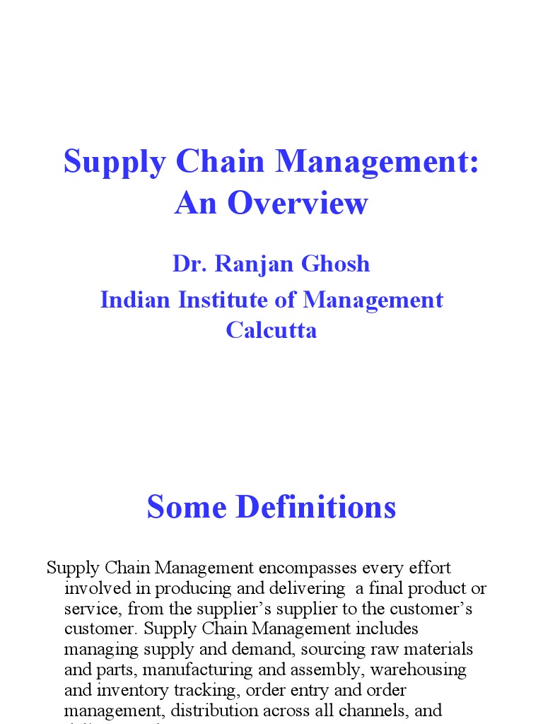 Supply Chain Management - An Overview - RG | PDF | Supply Chain | Inventory