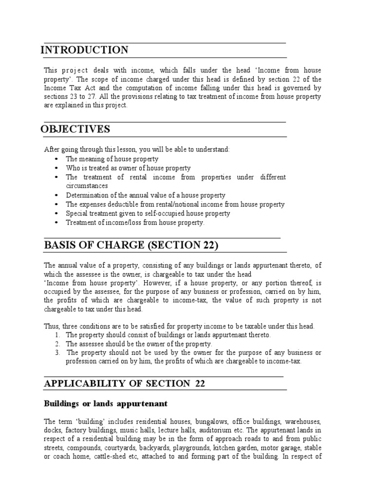House Property | PDF | Income Tax In India | Tax Deduction