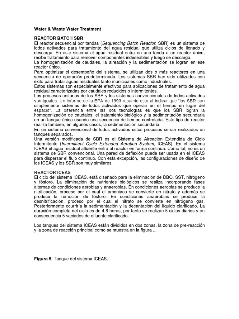 Tratamiento de Aguas: SBR y ICEAS | PDF | Aguas residuales | Gasolinera