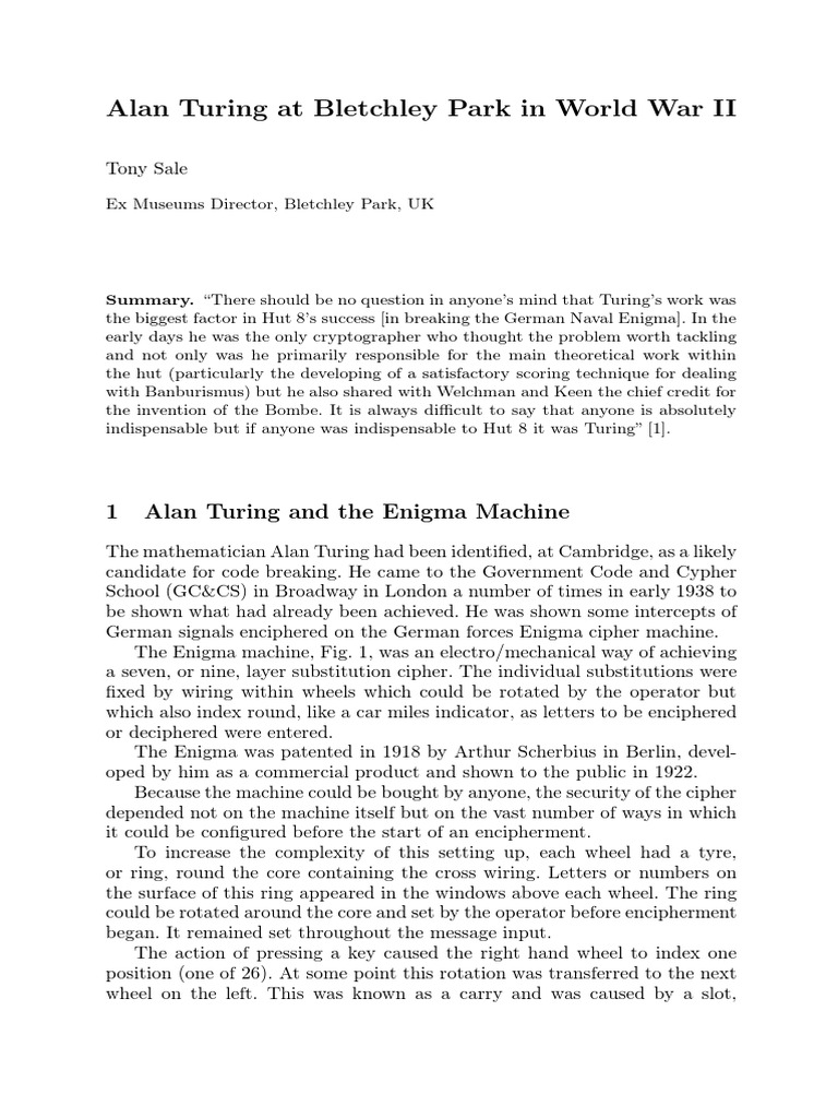 Alan Turing at Bletchley Park in World War II | Download Free PDF ...