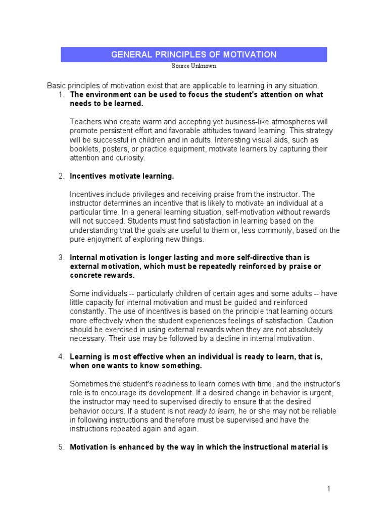 9 - General Principles of Motivation | PDF | Motivation | Motivational