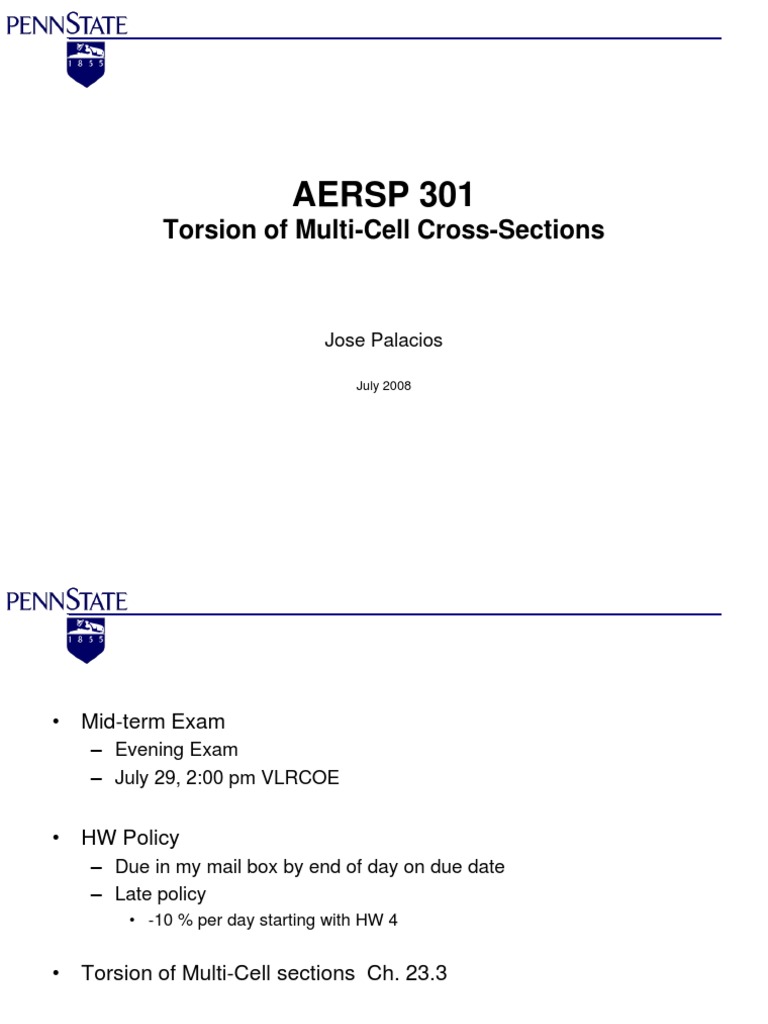 Torsion of Multi-Cell Cross-Section - Hw7 - B | Download Free PDF ...
