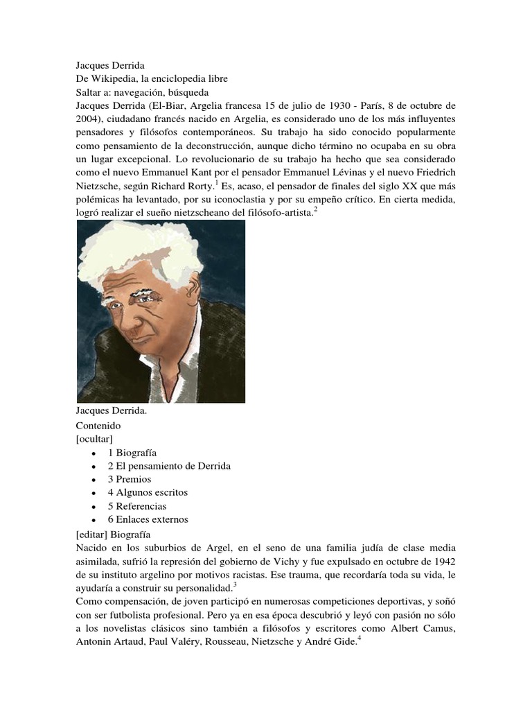Biografía y pensamiento de Derrida | PDF | Jacques Derrida ...