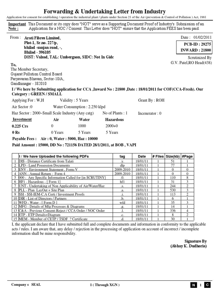 GPCB Consent Application Submission | PDF | Environment | Business