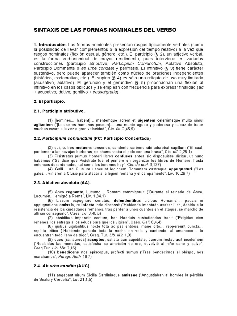 Formas Nominales Del Verbo | PDF
