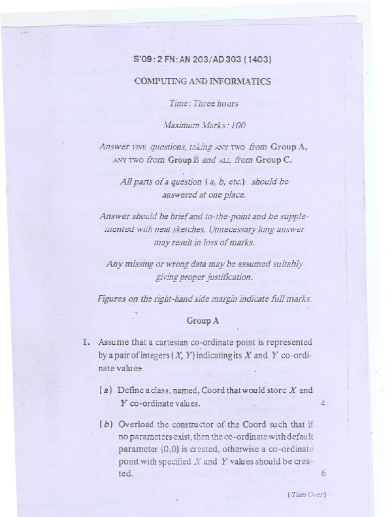 Computing At"Ll) Il/'Fort'/-Latics: Tjme: Three. Hours | PDF | Method (Computer Programming ...