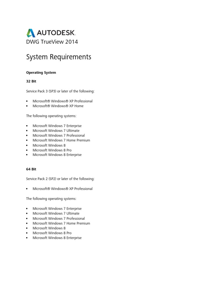 DWG Trueview System Requirements-FY14 | PDF