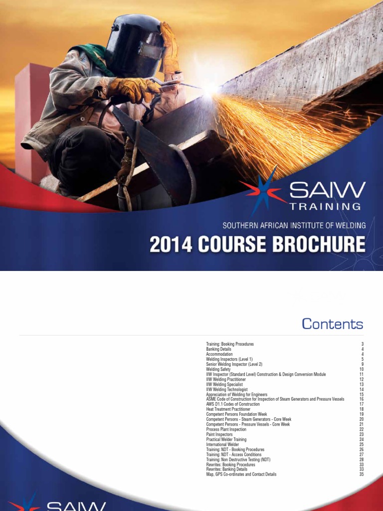 SAIW 2014 Course Brochure PDF | Welding | Nondestructive Testing
