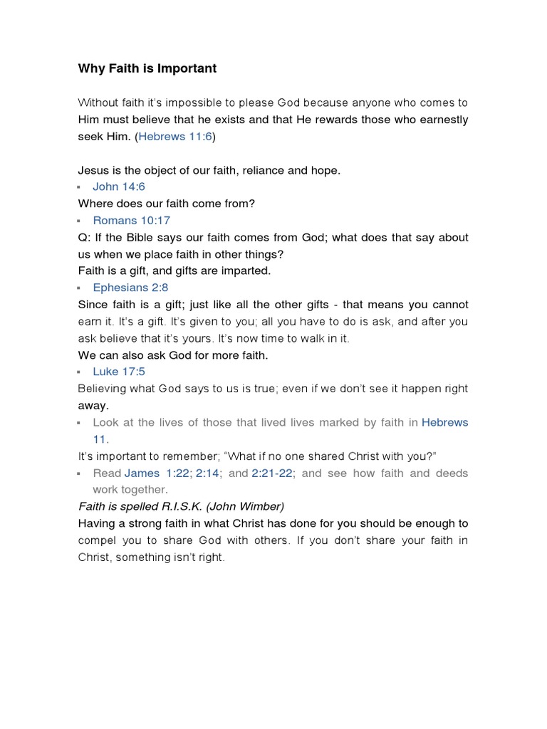 The Importance of Faith in God | PDF | Wellness | Religion & Spirituality