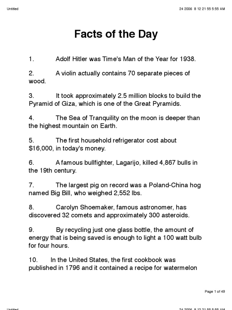 722 Interesting Facts | PDF | The United States | Nature