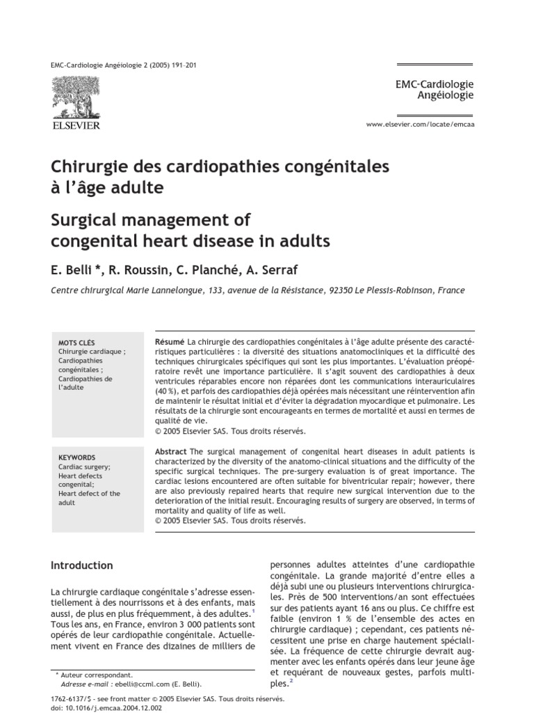 Chirurgie Des Cardiopathies Congénitales | PDF | Aorte | Insuffisance cardiaque