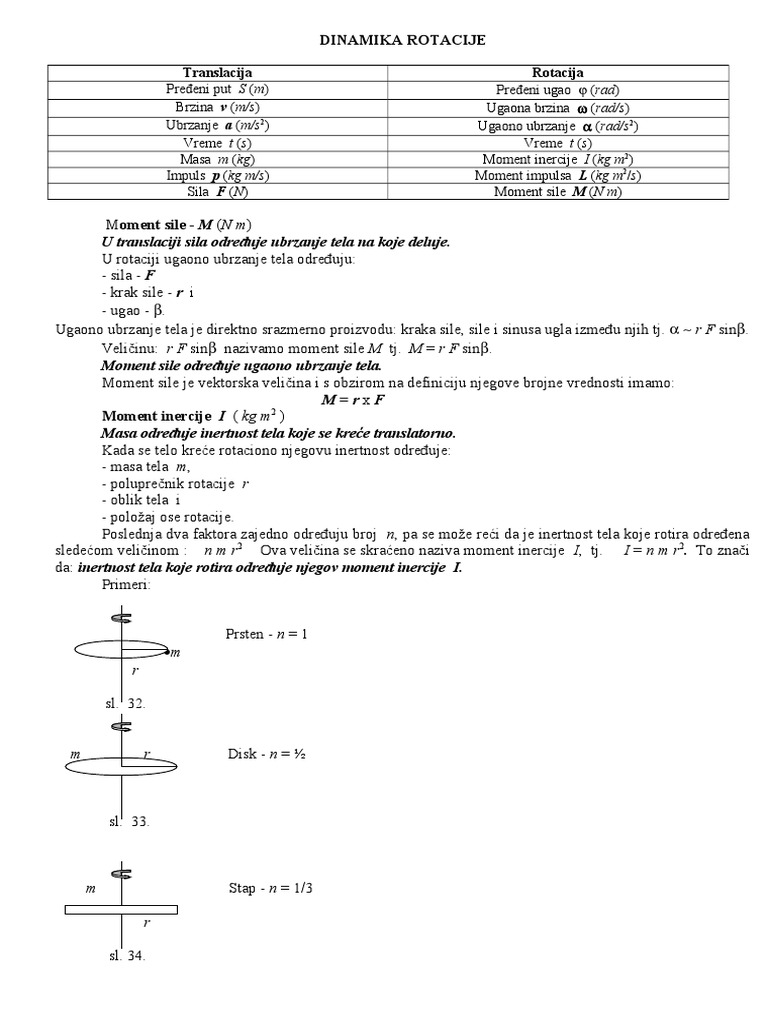 Dinamika Rotacije I Kruznog Kretanja | PDF