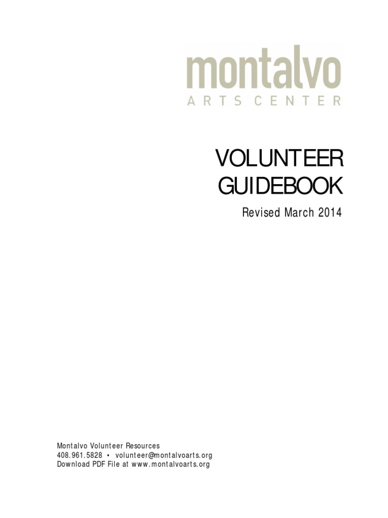 Montalvo Volunteer Guidebook 2014 | PDF | Business