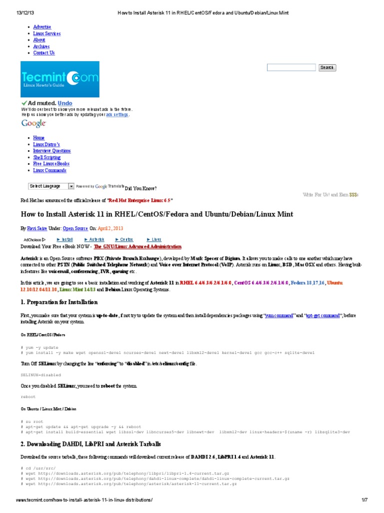 How To Install Asterisk 11 in RHEL - CentOS - Fedora and Ubuntu ...