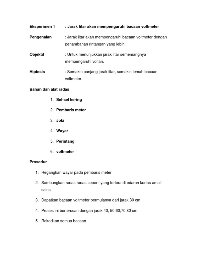 Eksperimen 1 | PDF | Sains & Matematika