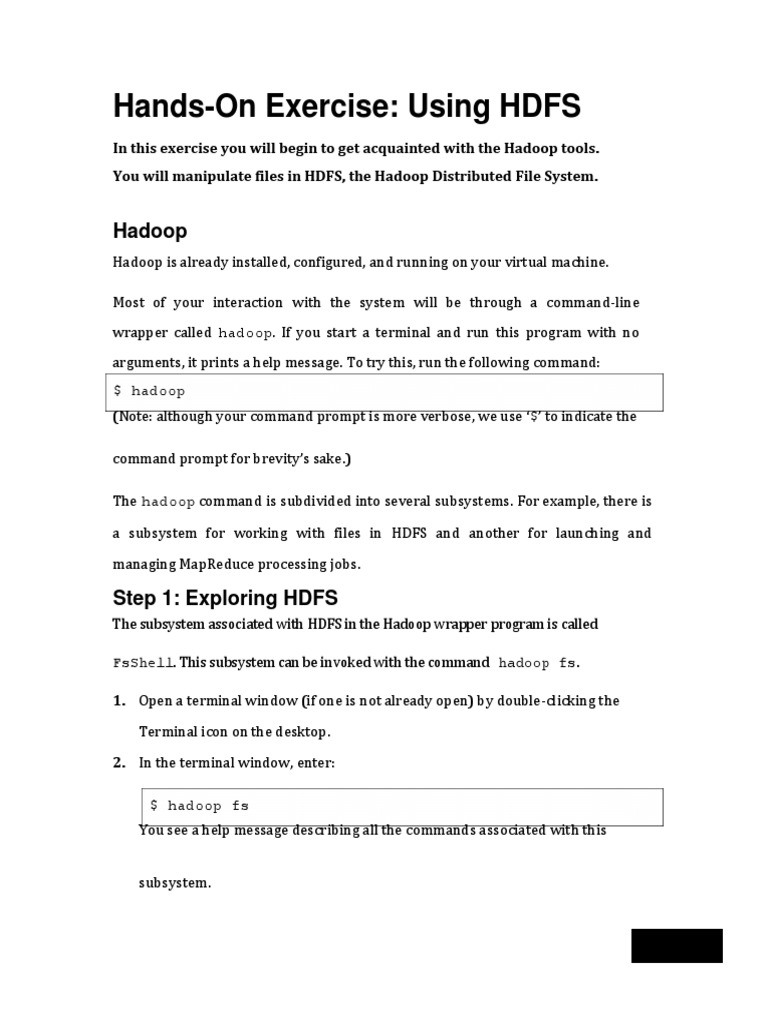 HOL - Exploring HDFS | PDF | Apache Hadoop | Command Line Interface