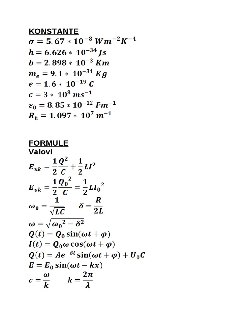 Formule Fizika | PDF