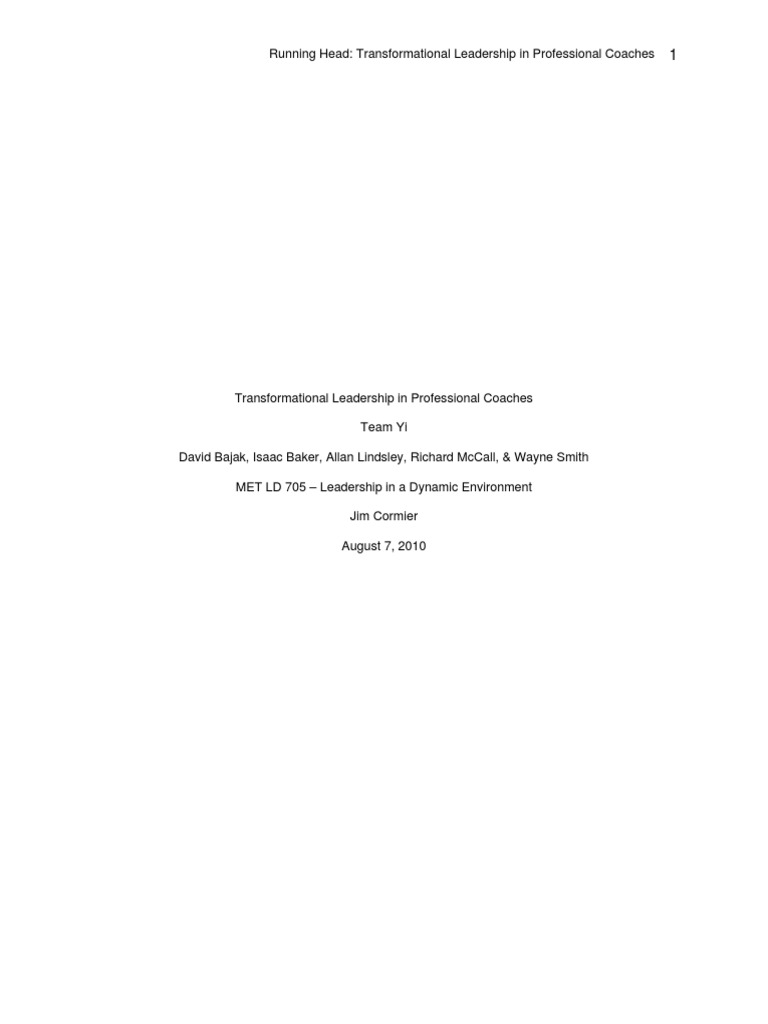 Transformational Leadership Final Paper | PDF | Transformational ...
