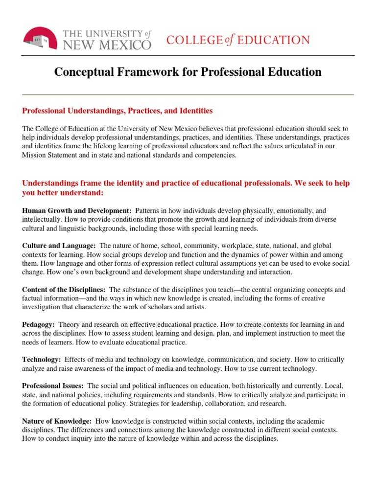 Conceptual Framework For Professional Education | PDF | Identity ...