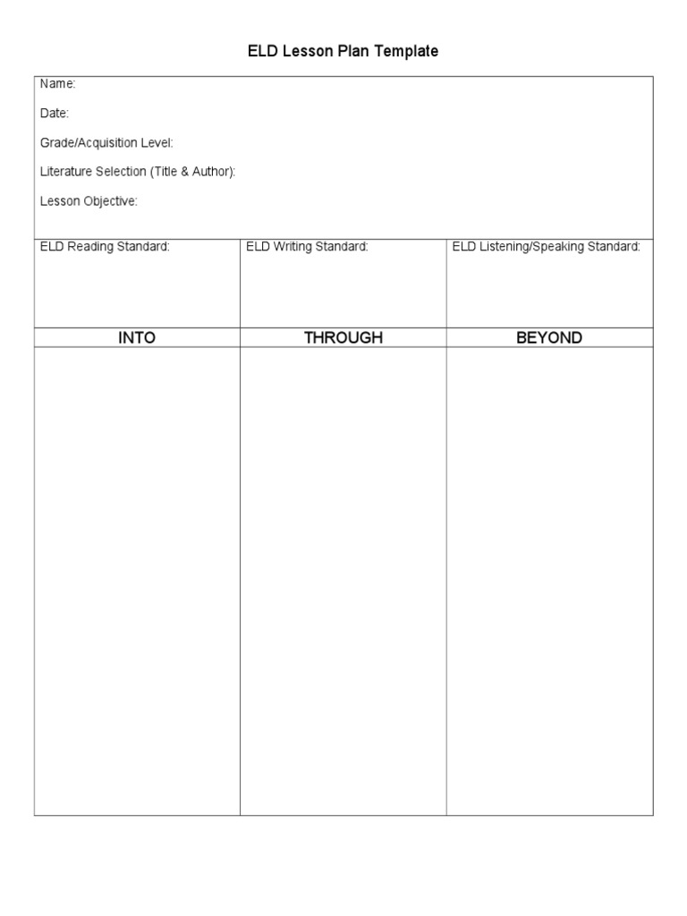ELD Lesson Plan Template Guide | PDF | Computers