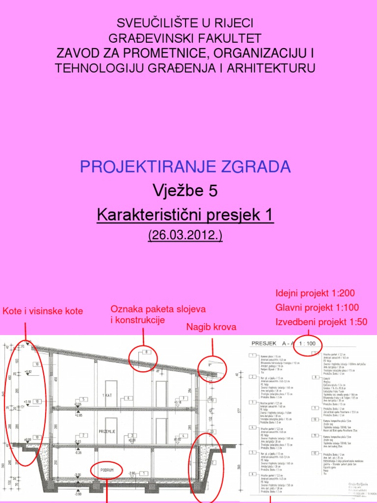 Projektiranje zgrada Karakteristični presjek 1 | PDF