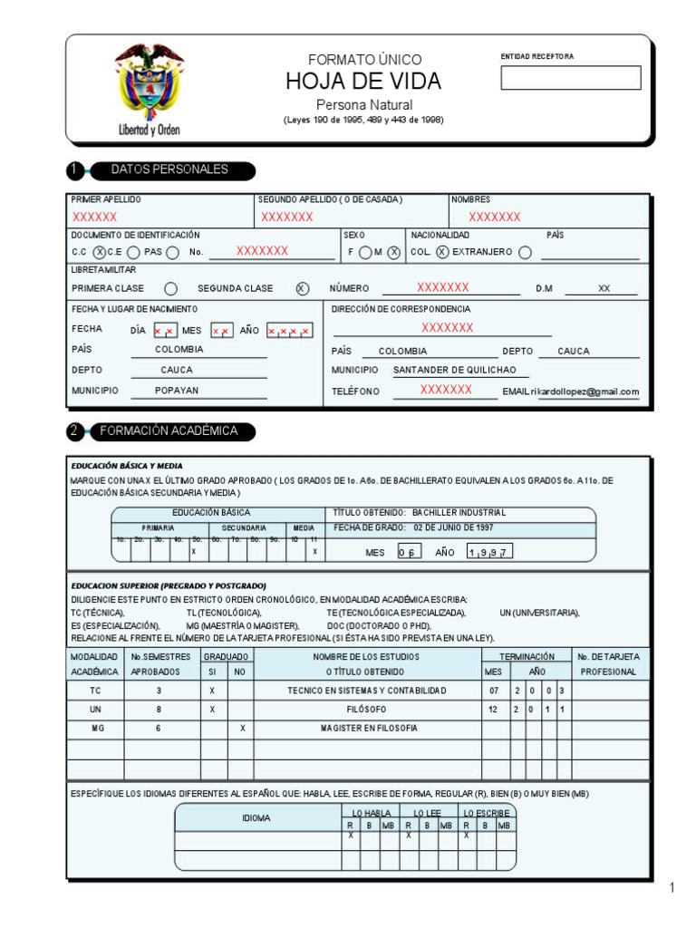 Formato Unico de Hoja de Vida en Word | PDF