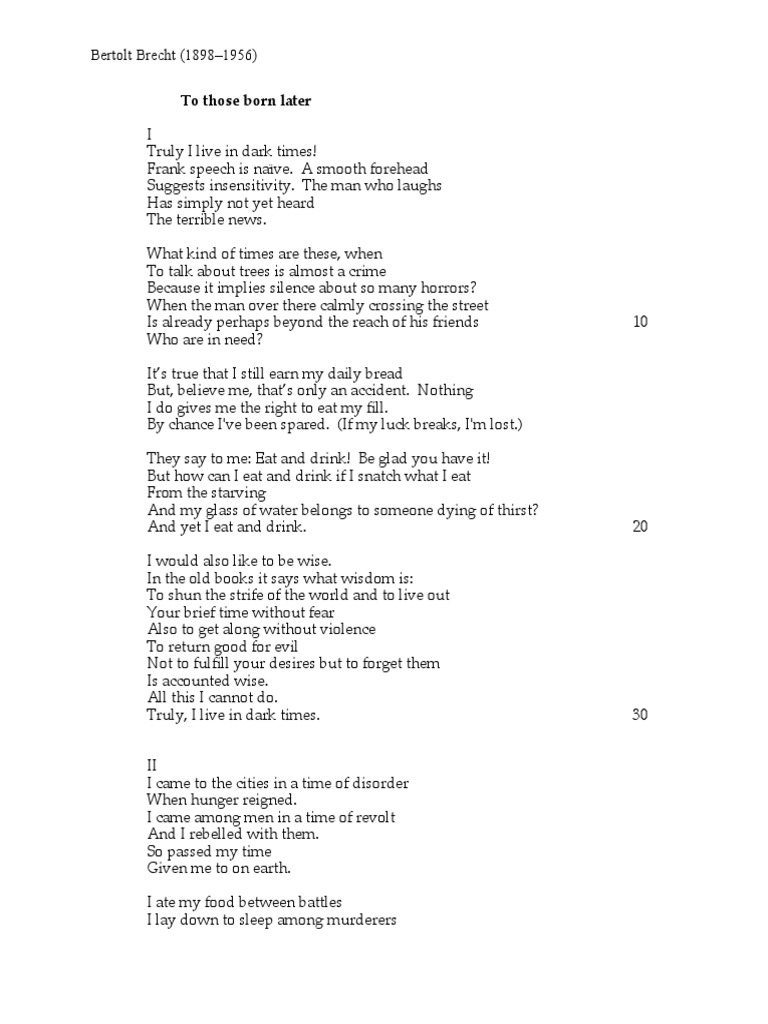 Brecht Born Later | PDF