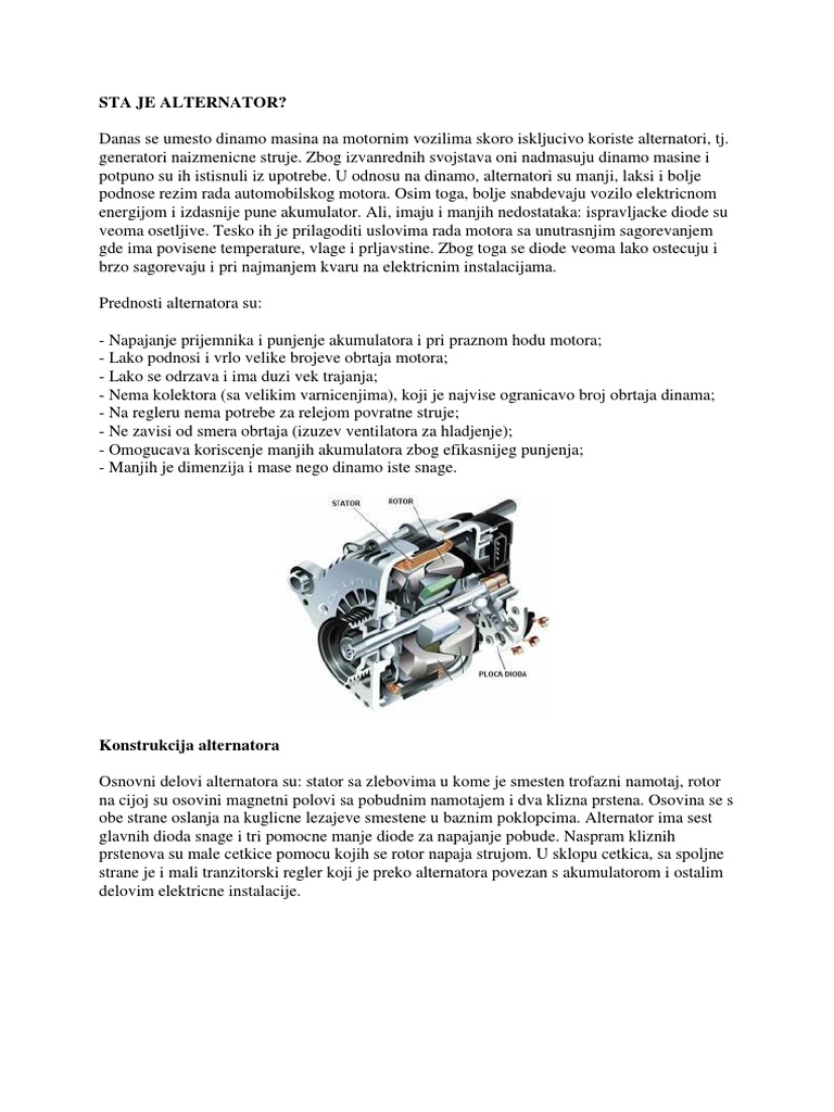 STA JE Alternator I Sastavni Delovi | PDF
