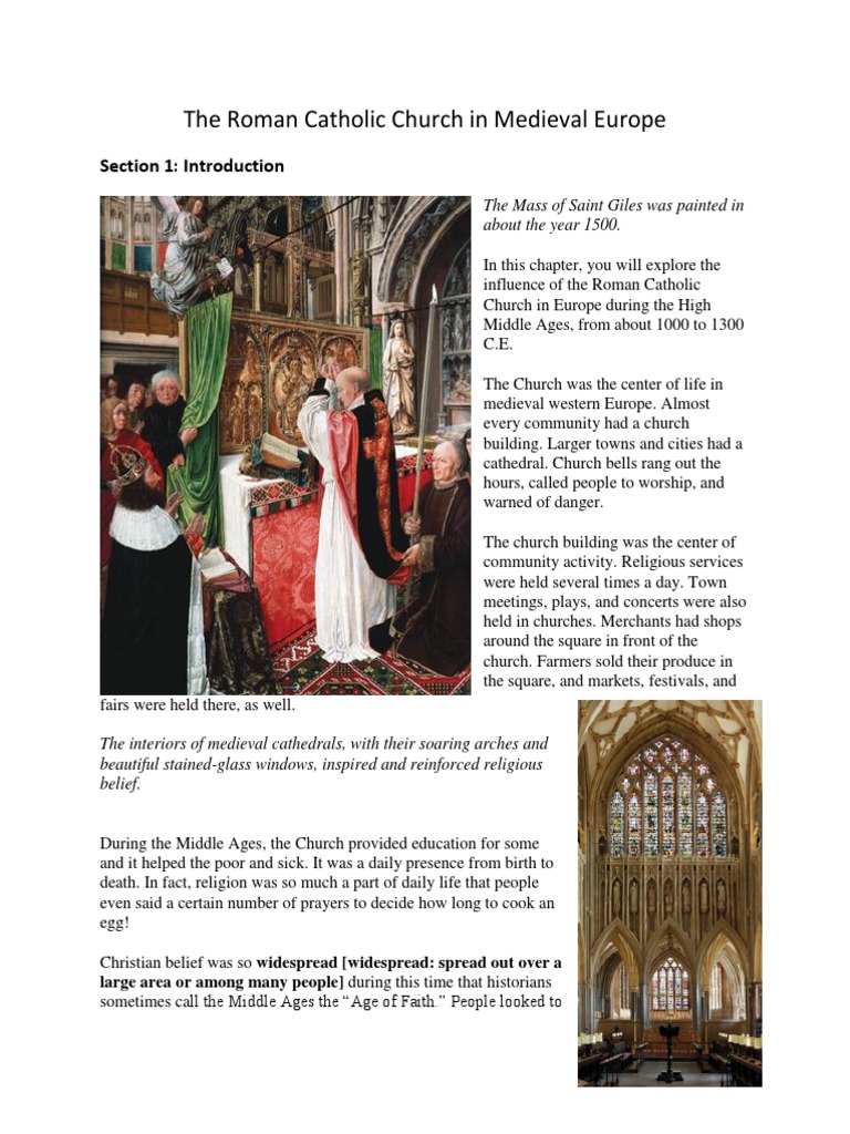 The Roman Catholic Church in Medieval Europe Text | PDF | Catholic ...