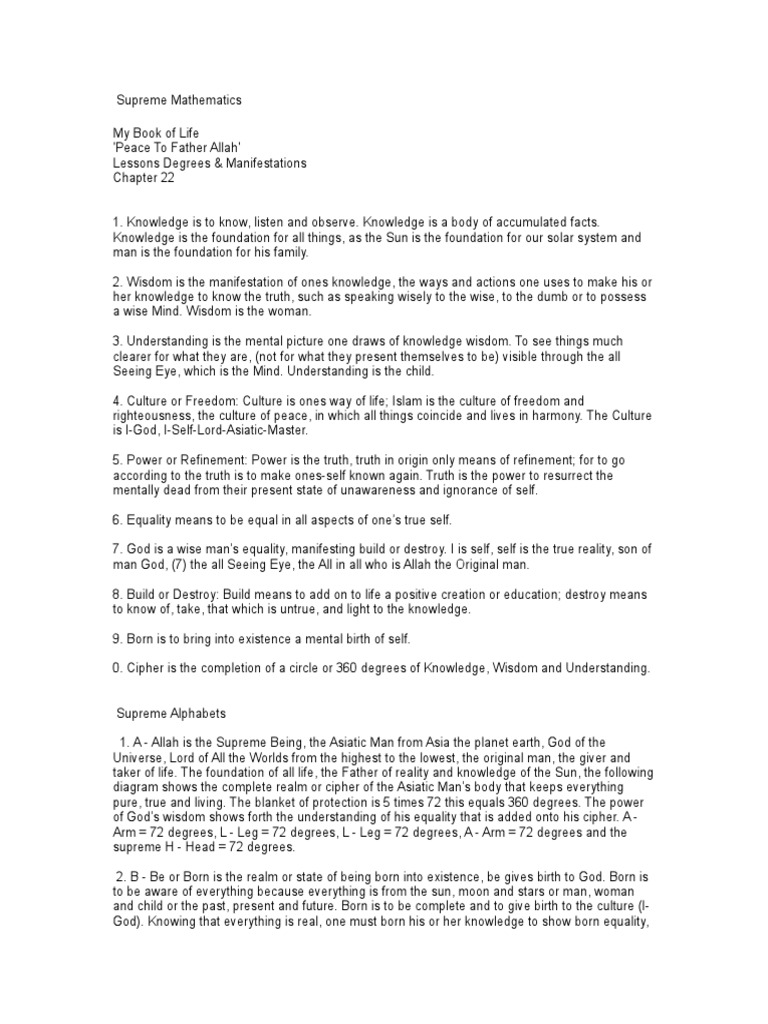 Supreme Mathematics | PDF | Religion And Belief