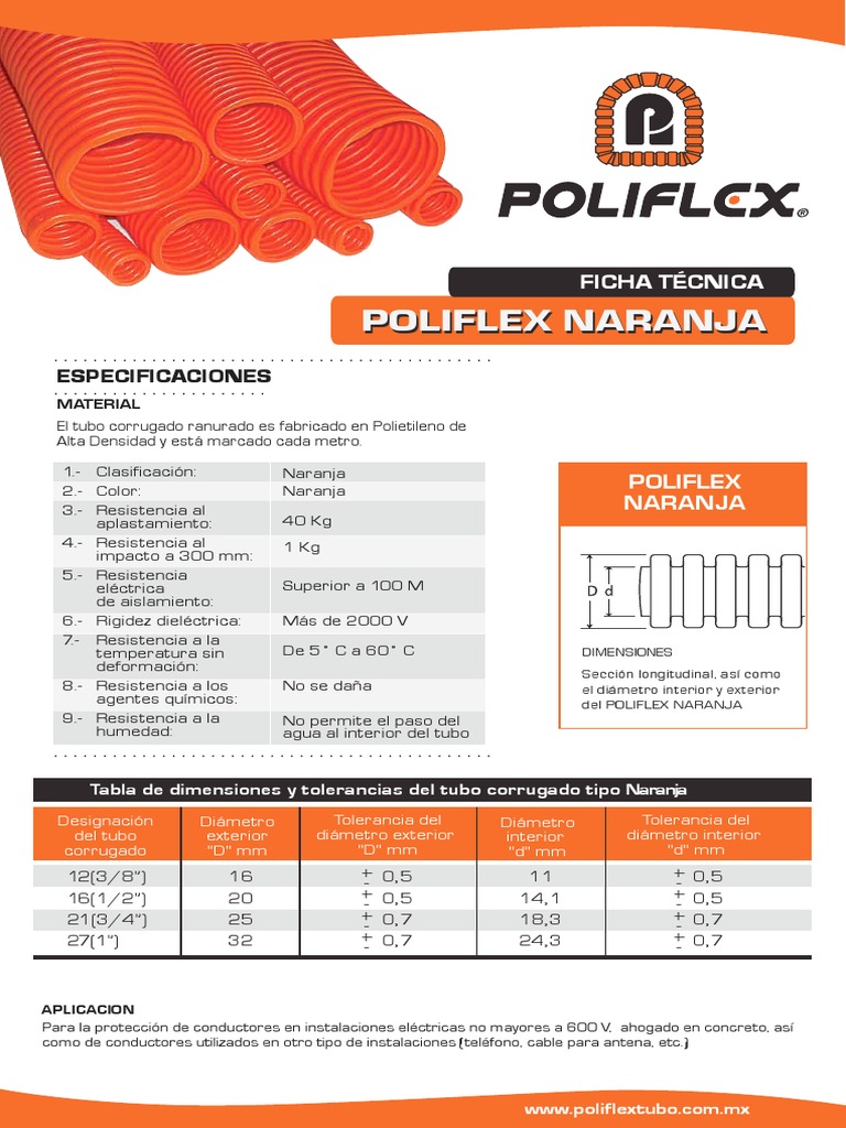 Dimensiones y Ficha Técnica de Poliflex | PDF | Tecnología