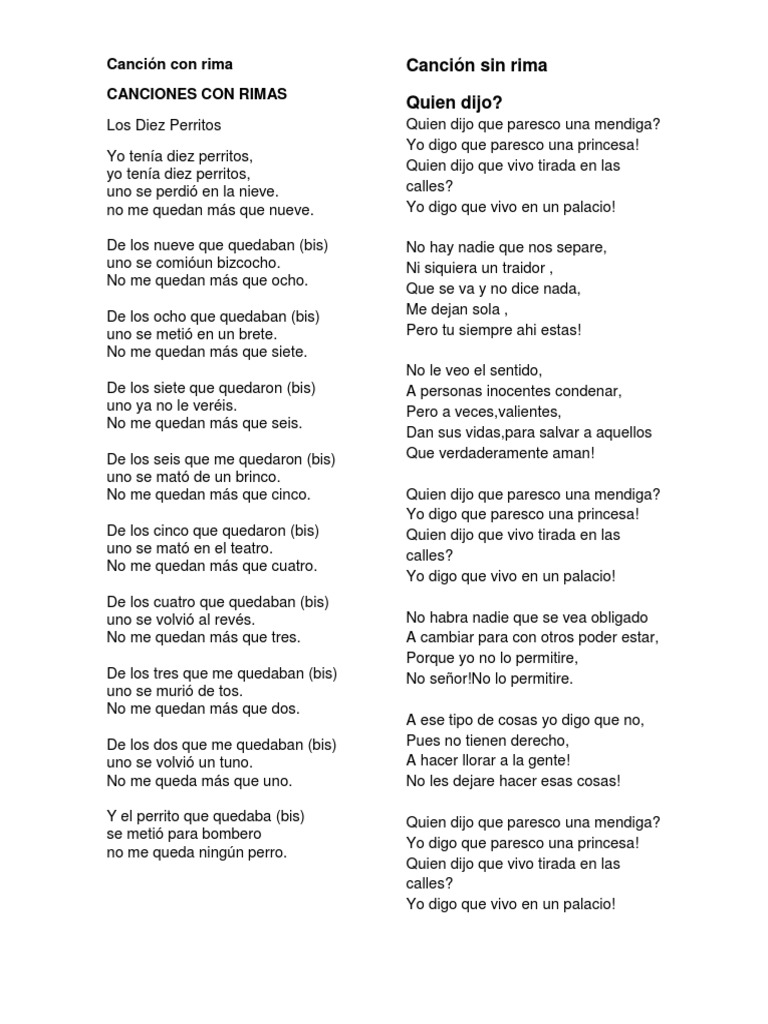 Canciones Infantiles con Rimas | PDF | Religión y creencia