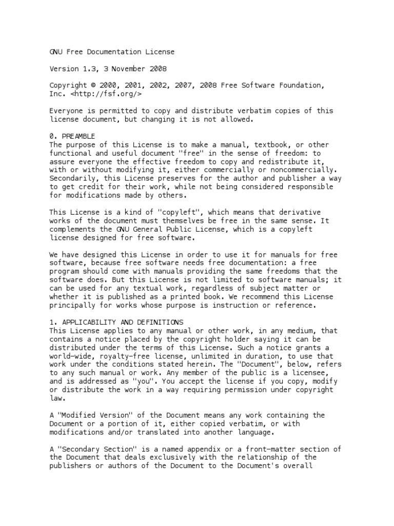 GNU Free Document License | PDF | Free Software | File Format