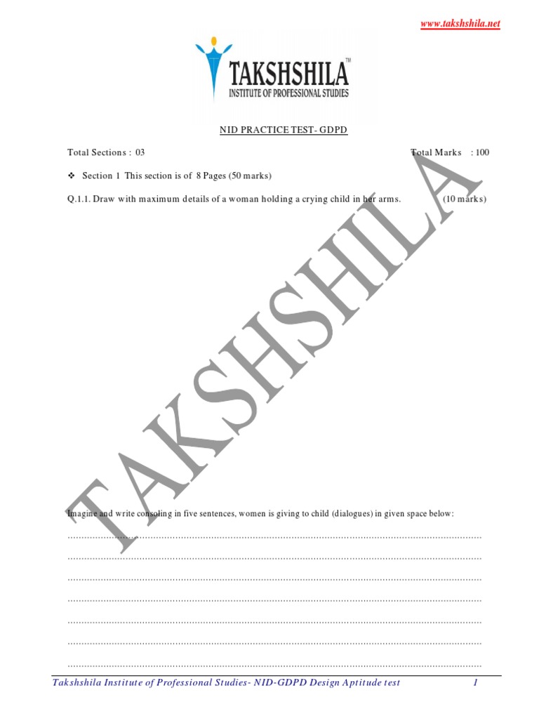 NID Entrance Sample Papers, NID Previous Year Question Paper With ...