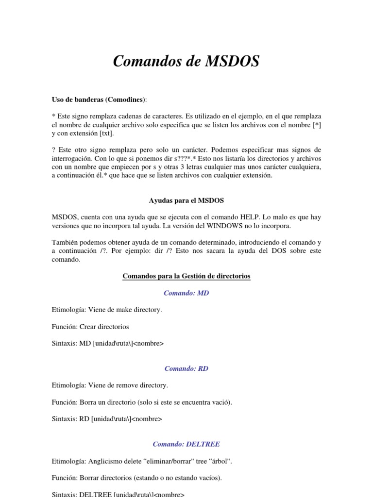 Comandos DOS | PDF