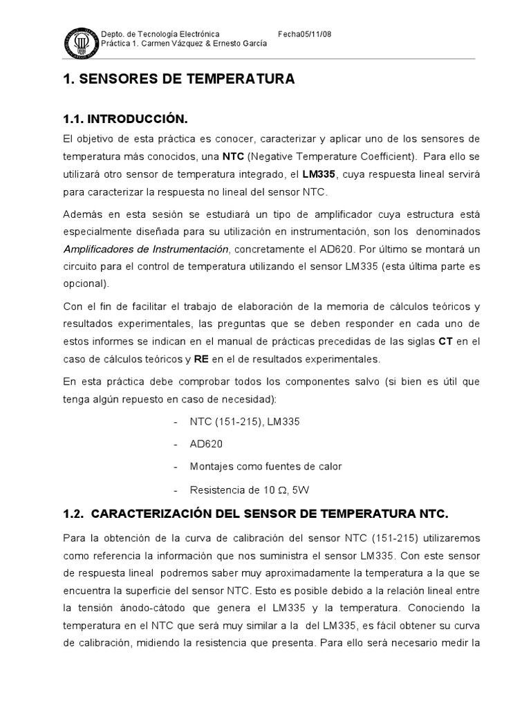 Practica Temperatura | PDF | Sensor | Electrónica