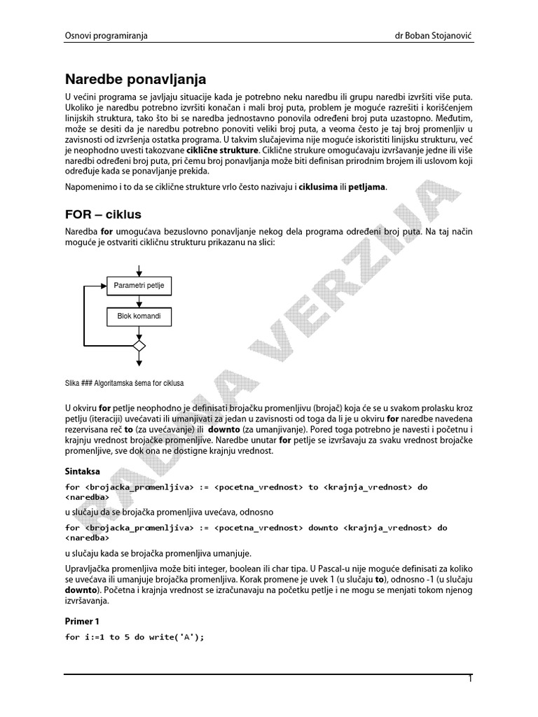 Osnovi Programiranja - 05 Naredbe Ponavljanja U Pascalu | PDF