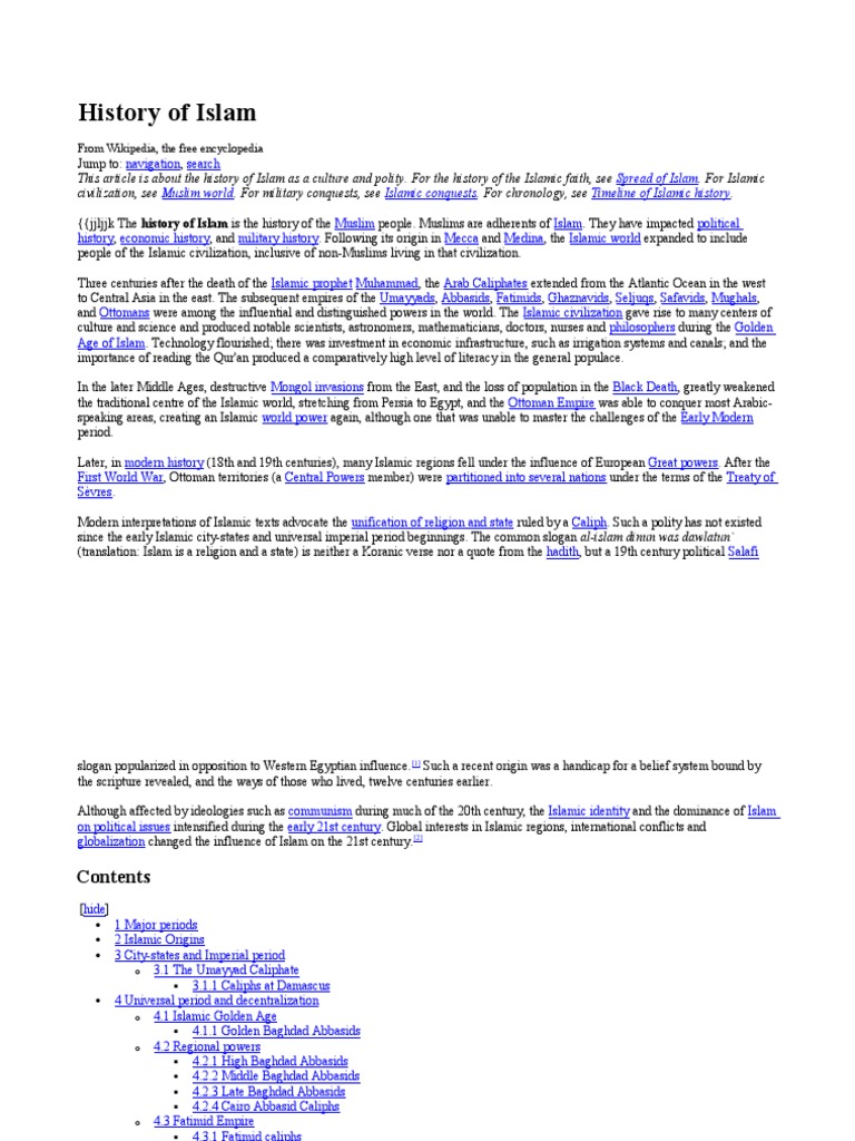 History of Islam | PDF | Caliphate | Muslim World