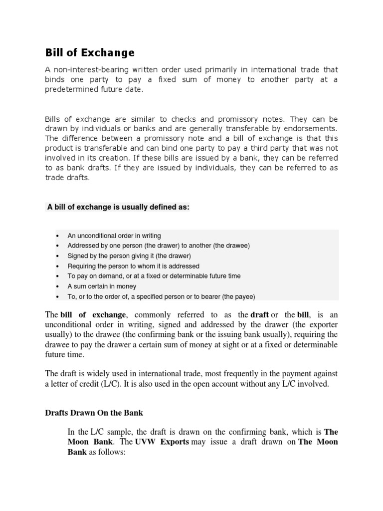 Bill of Exchange | PDF | Negotiable Instrument | Business Law