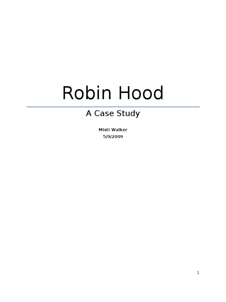 Robin Hood's Strategic Challenges and Solutions | PDF | Robin Hood ...