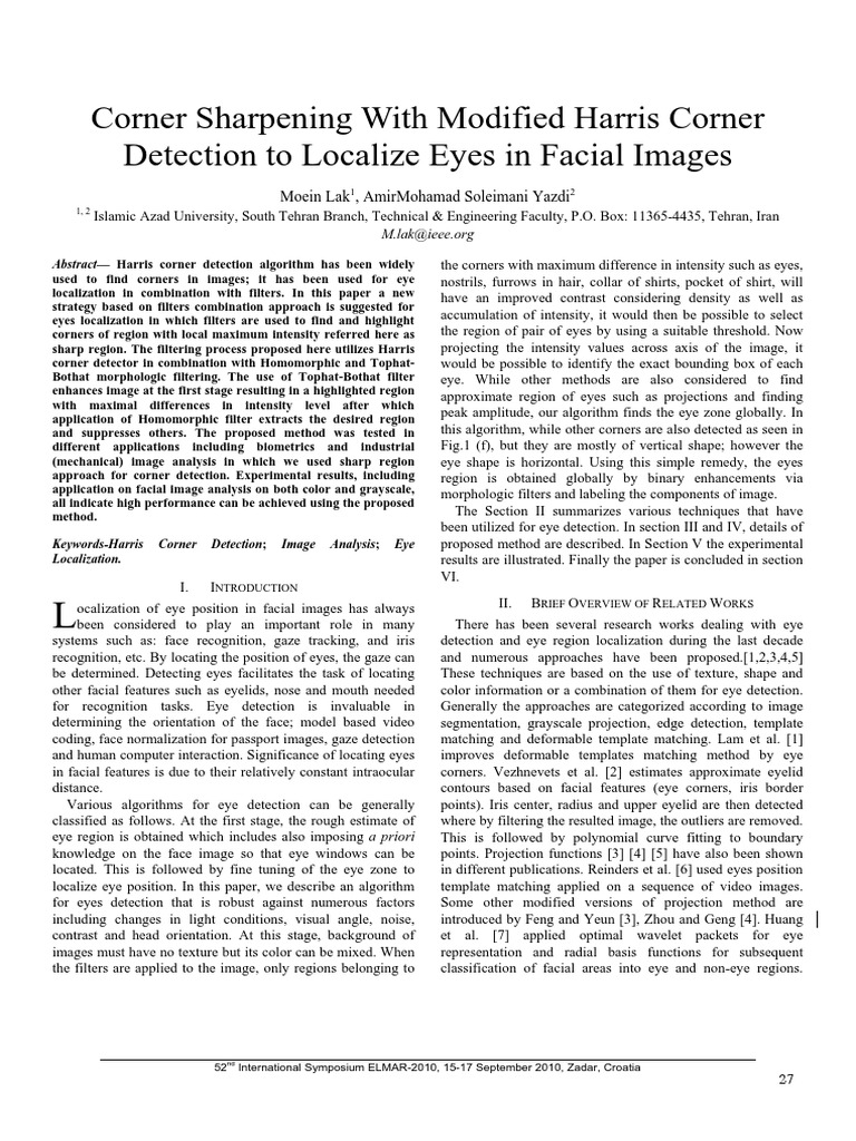 Corner Sharpening With Modified Harris Corner Detection To Localize ...