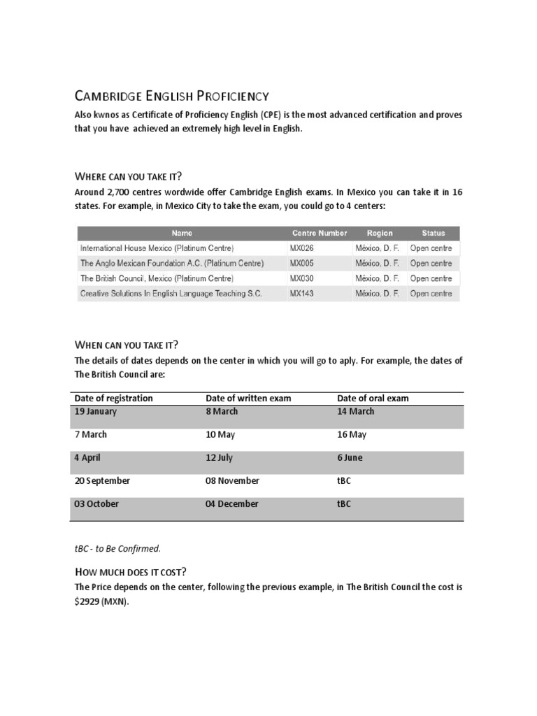 Cambridge English Proficiency (1-3) | PDF