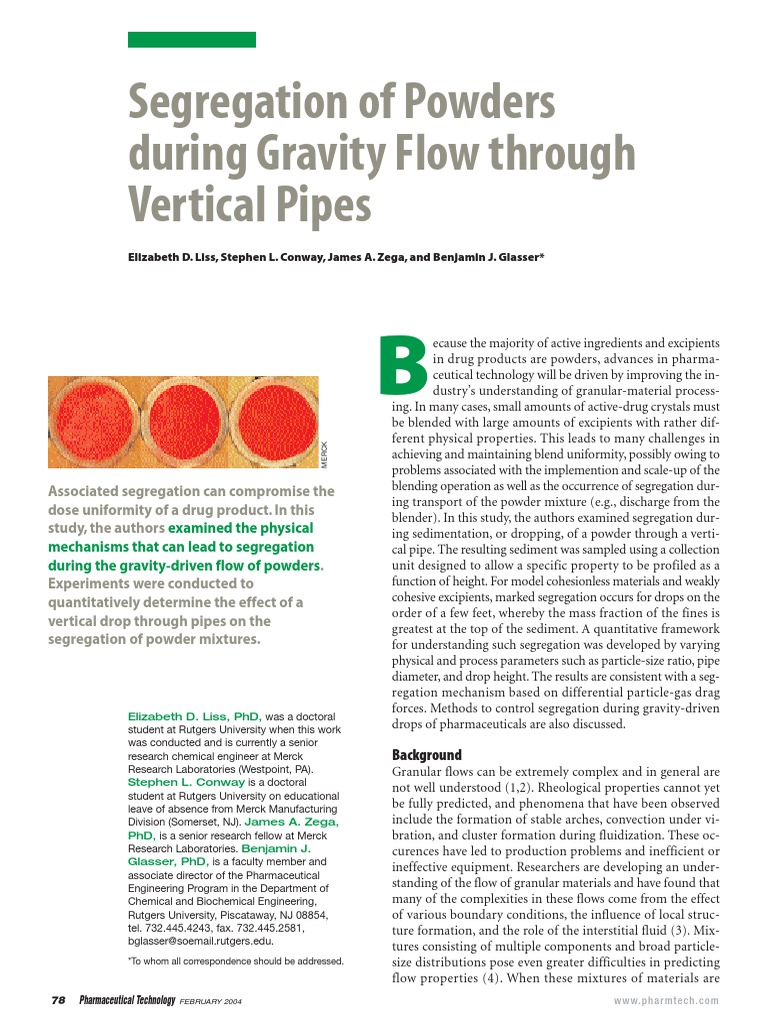 Powder Segregation During Transfer | PDF | Reynolds Number | Drag (Physics)