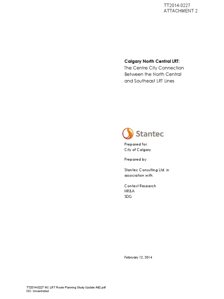 Stantec Consulting Ltd. Report On Green Line LRT in Calgary. | PDF ...