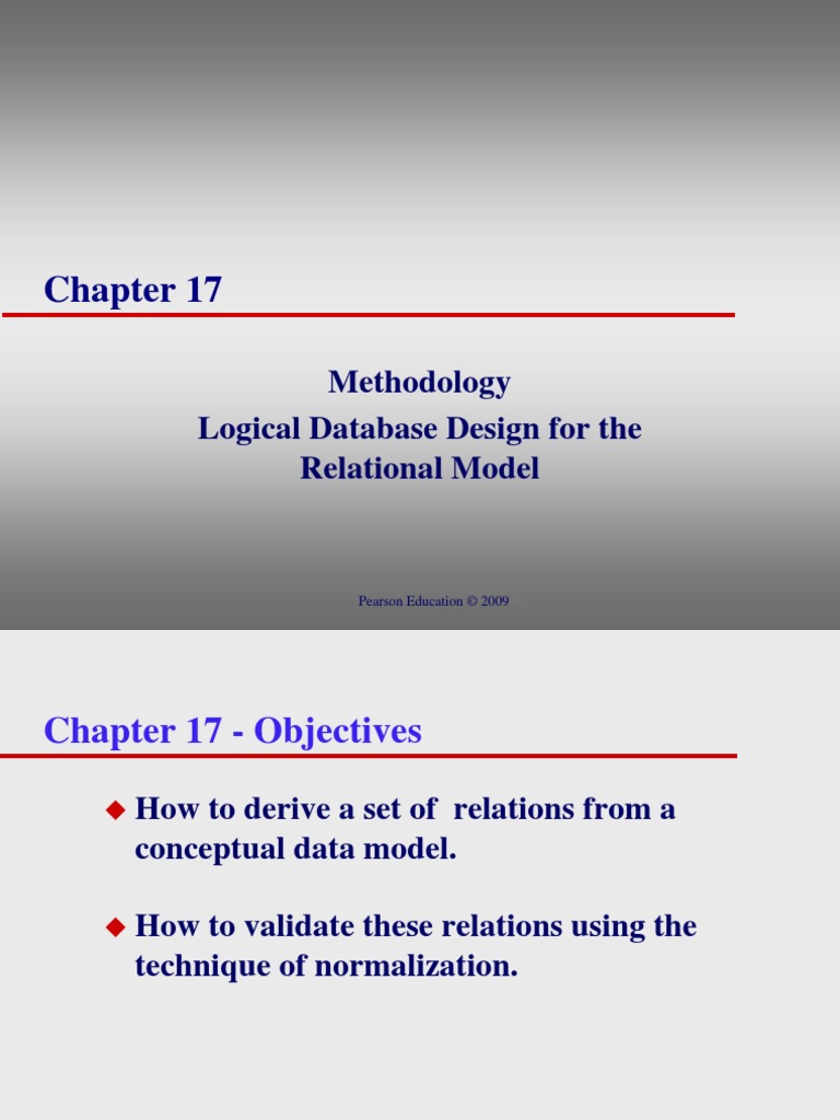 Lecture02 01 Logical Database Design For The Relational Model Ch17 Pdf Data Model Database