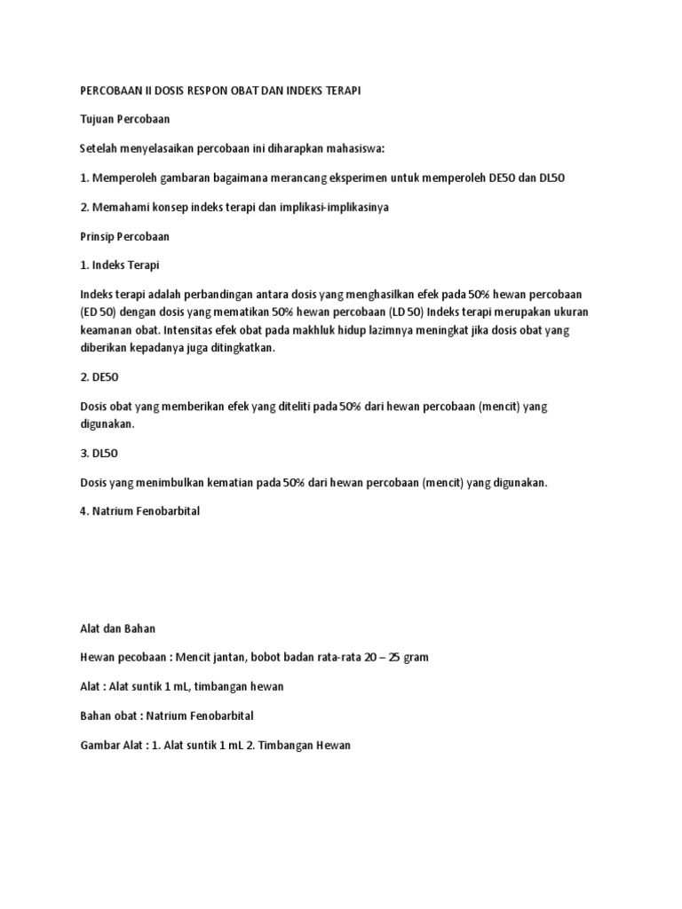 Dosis Respon Obat Dan Indeks Terapi | PDF