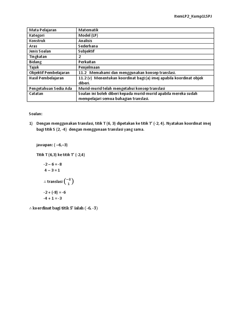 Matematik Translasi | PDF