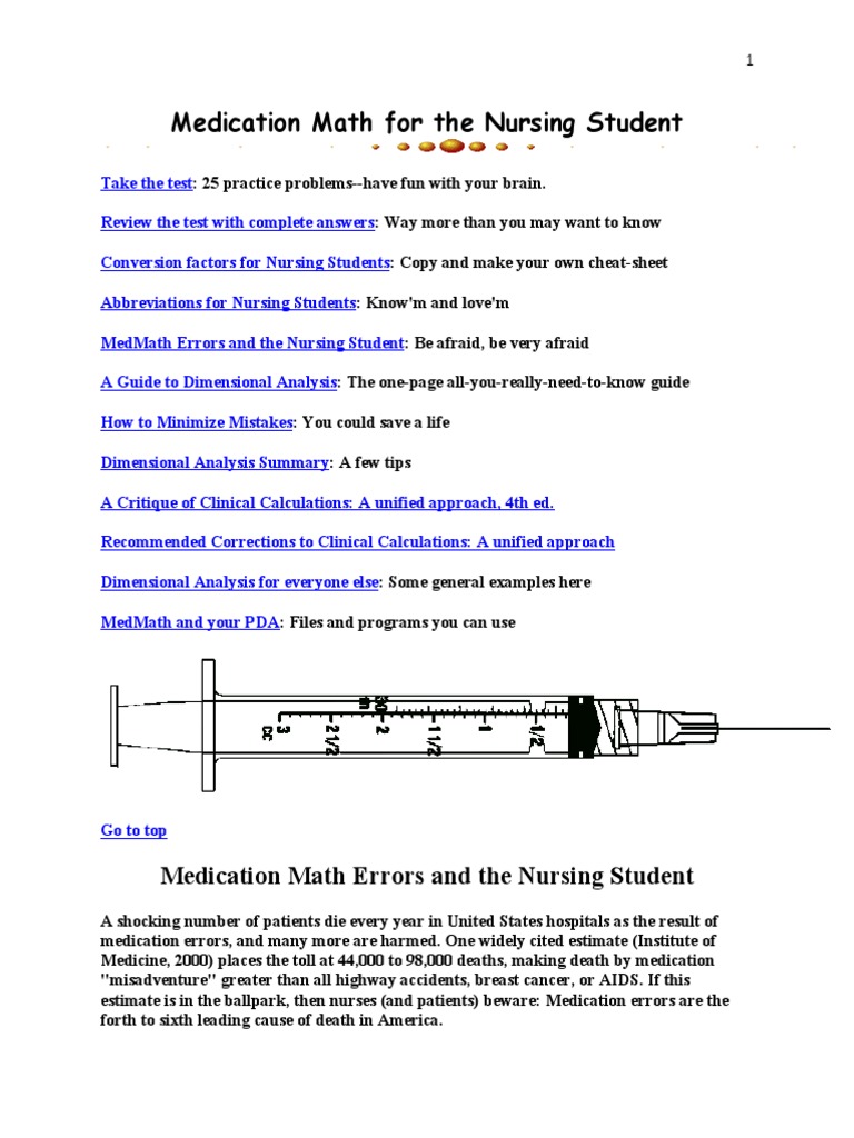 Medication Math Errors in Nursing | PDF | Teaspoon | Nursing