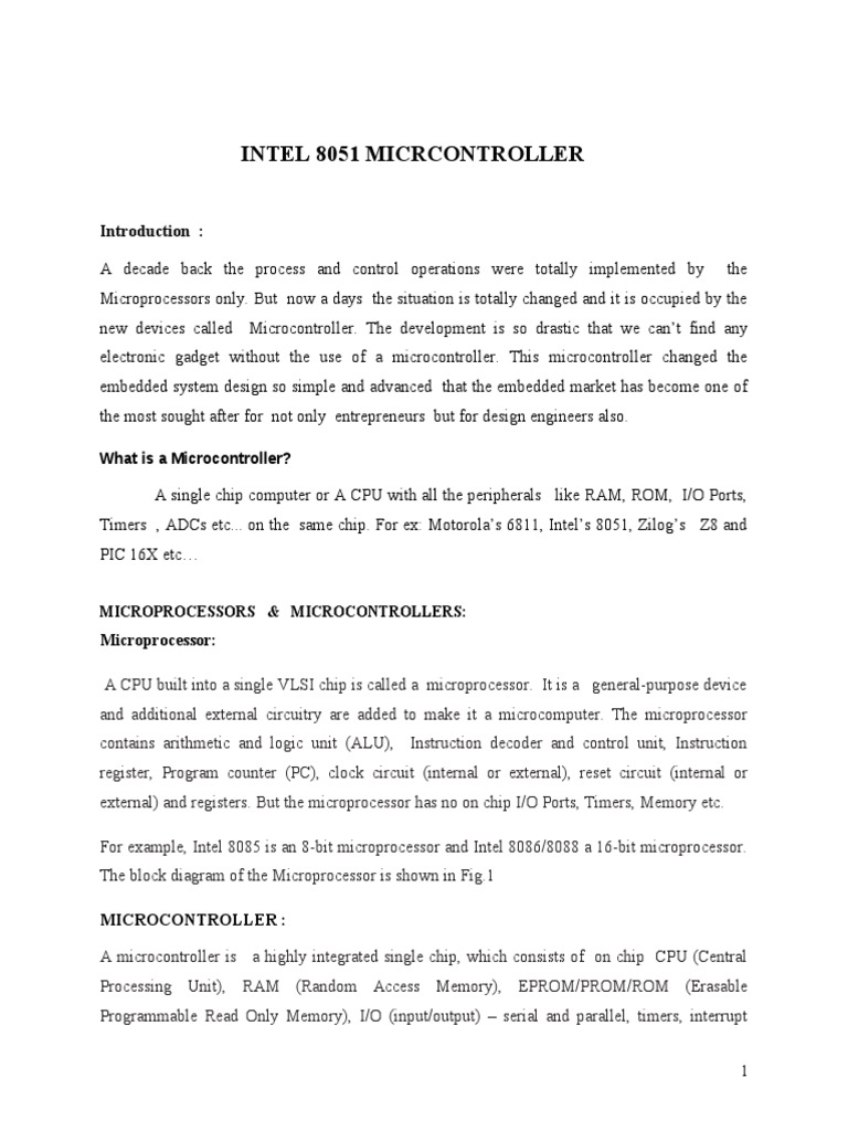 8051 Microcontroller Notes | PDF | Electric Motor | Microprocessor